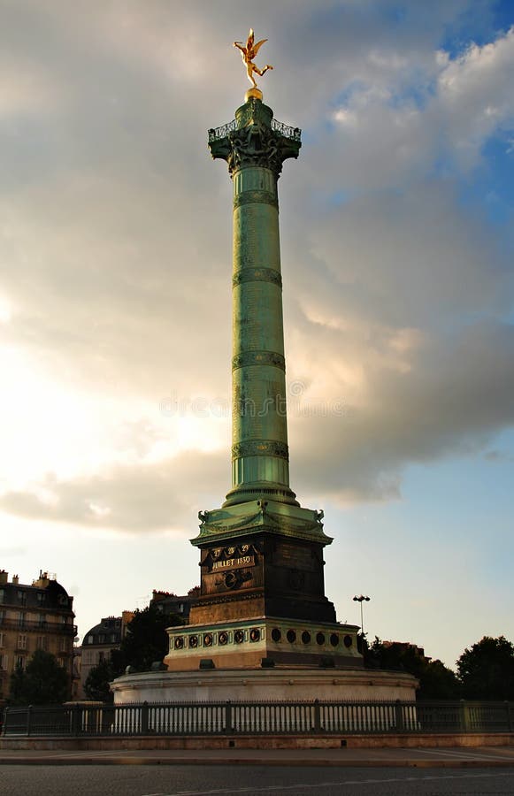 Bastille Monument, Paris France Stock Photo - Image of pillar, france ...