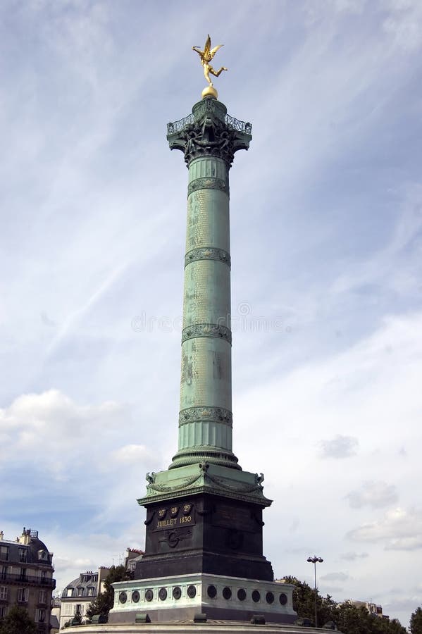 Bastille-Denkmal, Paris Frankreich Stockfoto - Bild von bewölkt, juli ...