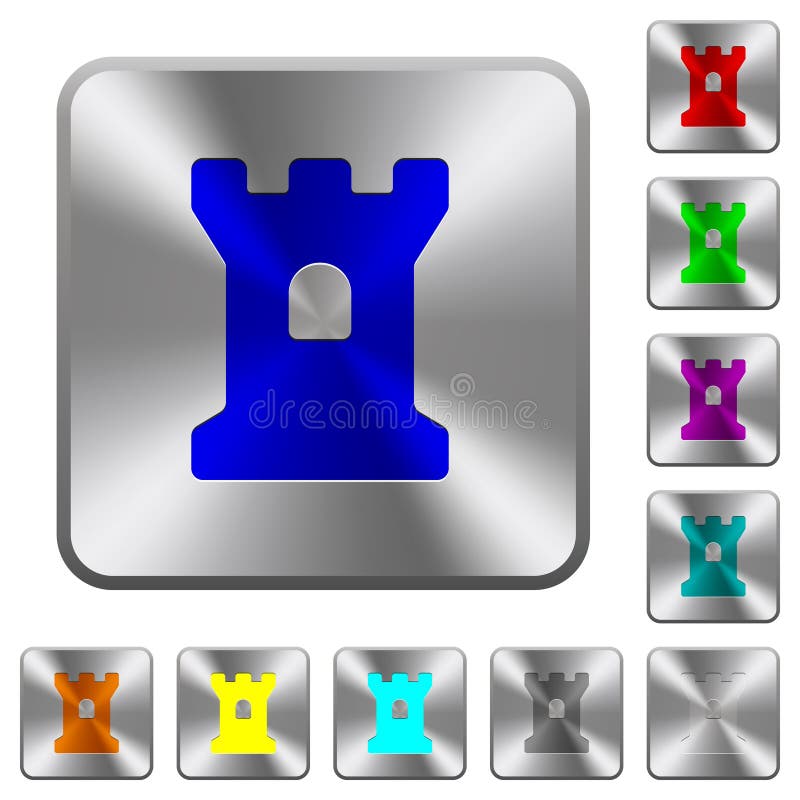 Bastion Rounded Square Steel Buttons Stock Vector - Illustration of ...