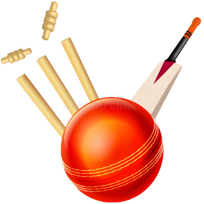 Bat and Ball Vector Cricket Stock Illustration - Illustration of wooden ...