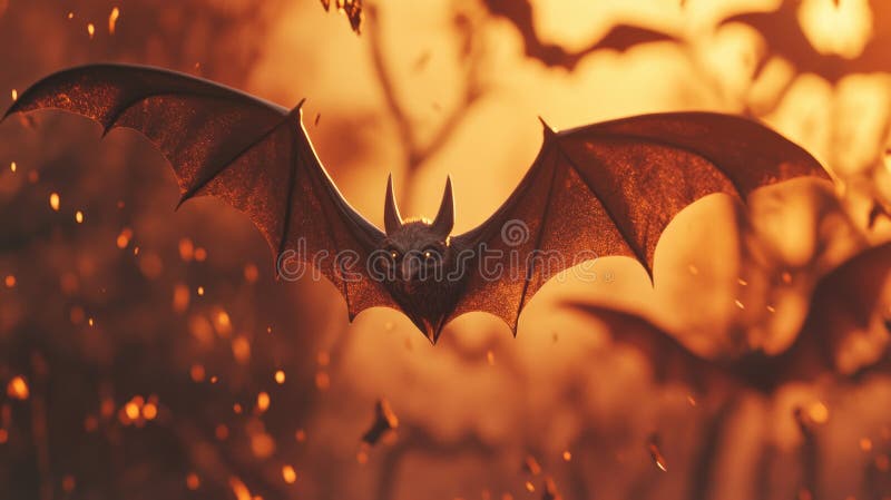 A Bat is Captured Mid-flight in this Close-up Shot Stock Photo - Image ...
