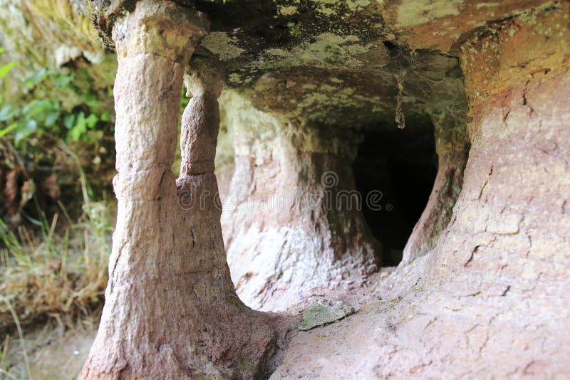 Bat Cave Stone with Columnar Formations and Holes Stock Image - Image ...