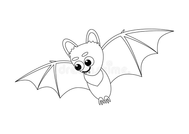 Flying Bat Coloring Page Stock Illustrations – 110 Flying Bat Coloring ...
