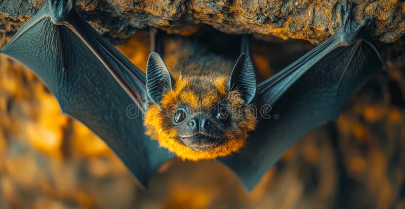 Rare bats hanging in cave stock photo. Image of ears - 373332964