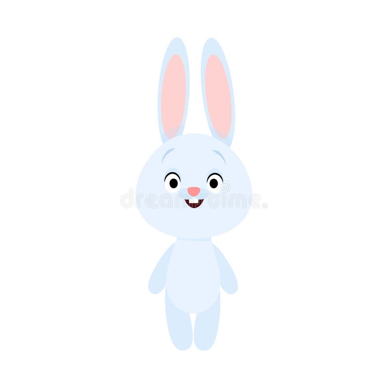 Cute Blue Easter Bunny Standing on a White Background Stock Vector ...