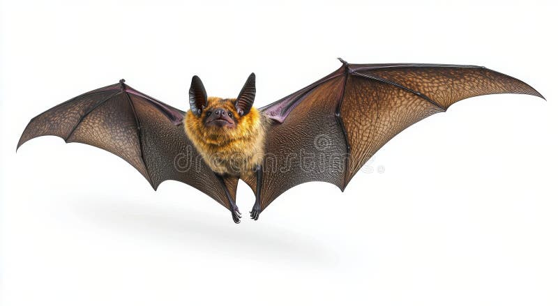 Bat in Flight Showcasing Its Wingspan Against a Neutral Background in a ...