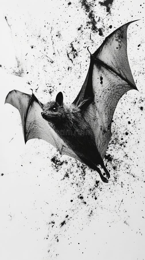 Bat in Flight with Splatter Effect, Abstract Wildlife Art Concept Stock ...