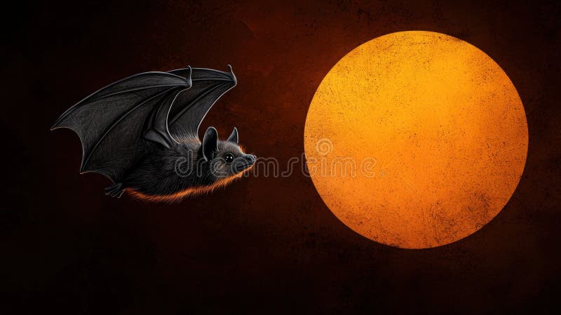 Bat Flying Against a Glowing Orange Sun Dramatic Background High ...