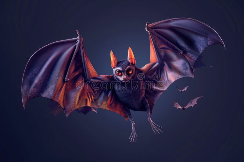 A Bat Flying through the Air with Its Wings Spread Stock Image - Image ...