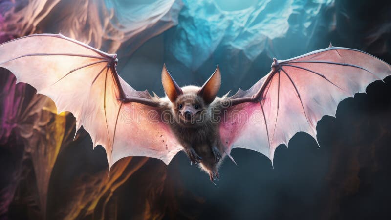 A Bat Flying through the Air with Its Wings Spread Stock Image - Image ...