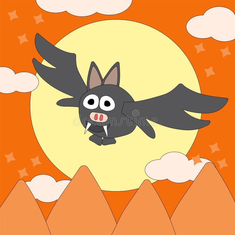 Bat on moon stock illustration. Illustration of isolated - 193898259