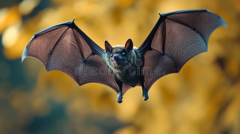 Bat Flying Outdoors. Hunting Animal with Spread Wings, Predator in ...