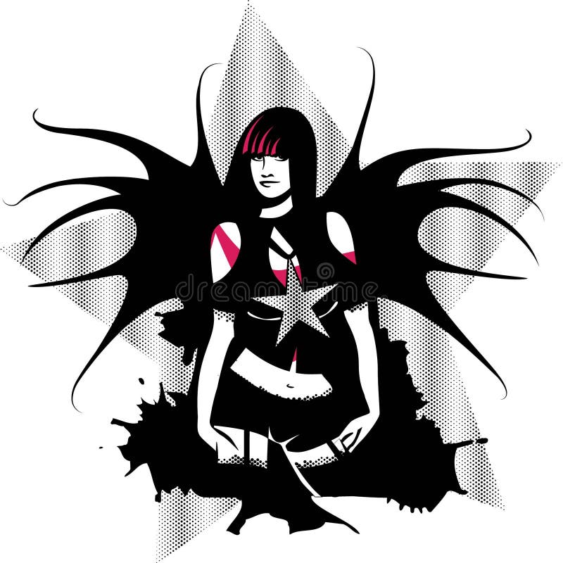 The bat girl stock vector. Illustration of hair, happy - 6895156