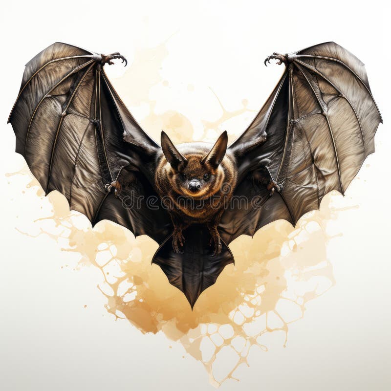 Aggressive Digital Illustration of a Flying Bat in Watercolor Style ...