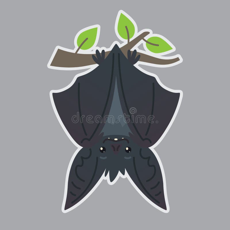 Bat Handing Upside Down On Branch Vector Illustration Of Bat Eared