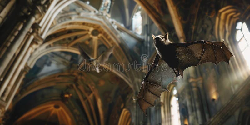 Bat Hanging from Cathedral Ceiling Stock Image - Image of city, evening ...