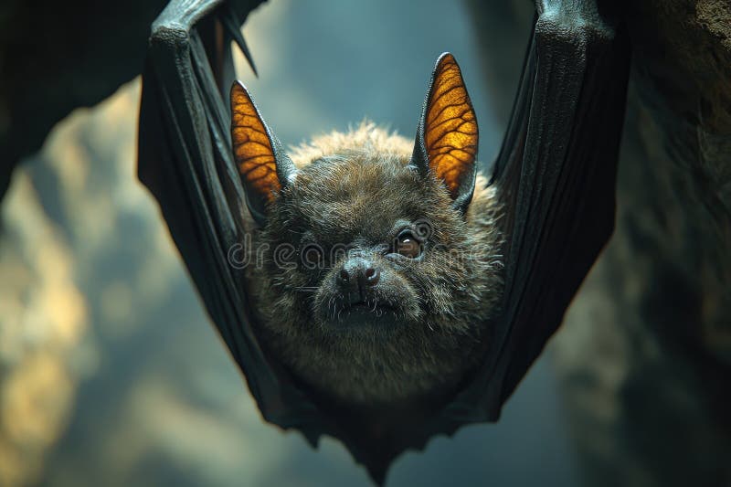 Bat Hanging Upside Down in Cave Stock Illustration - Illustration of ...