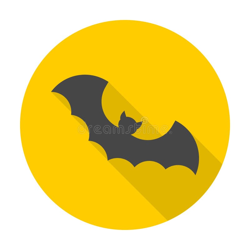 Bat icon with long shadow stock illustration. Illustration of flight ...