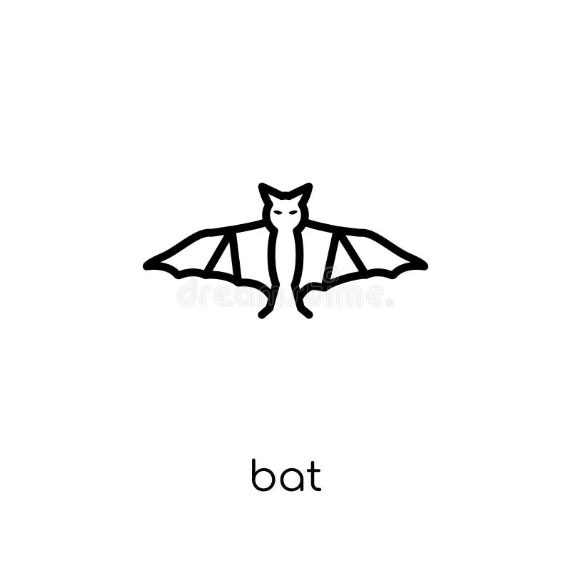 Bat Icon. Trendy Modern Flat Linear Vector Bat Icon on White Background ...