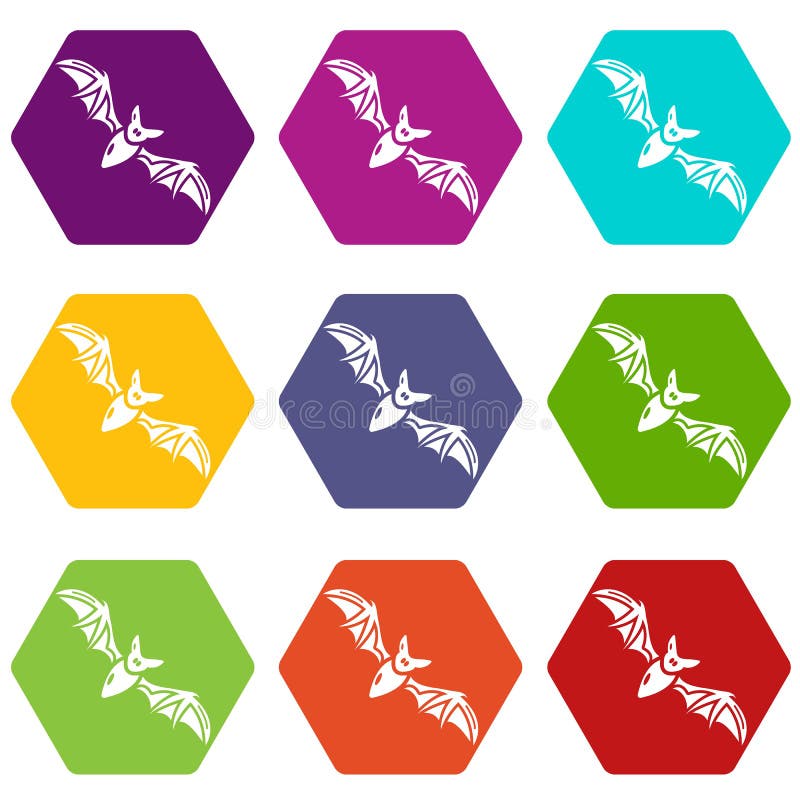 Bat icons set 9 vector stock vector. Illustration of clip - 115451935