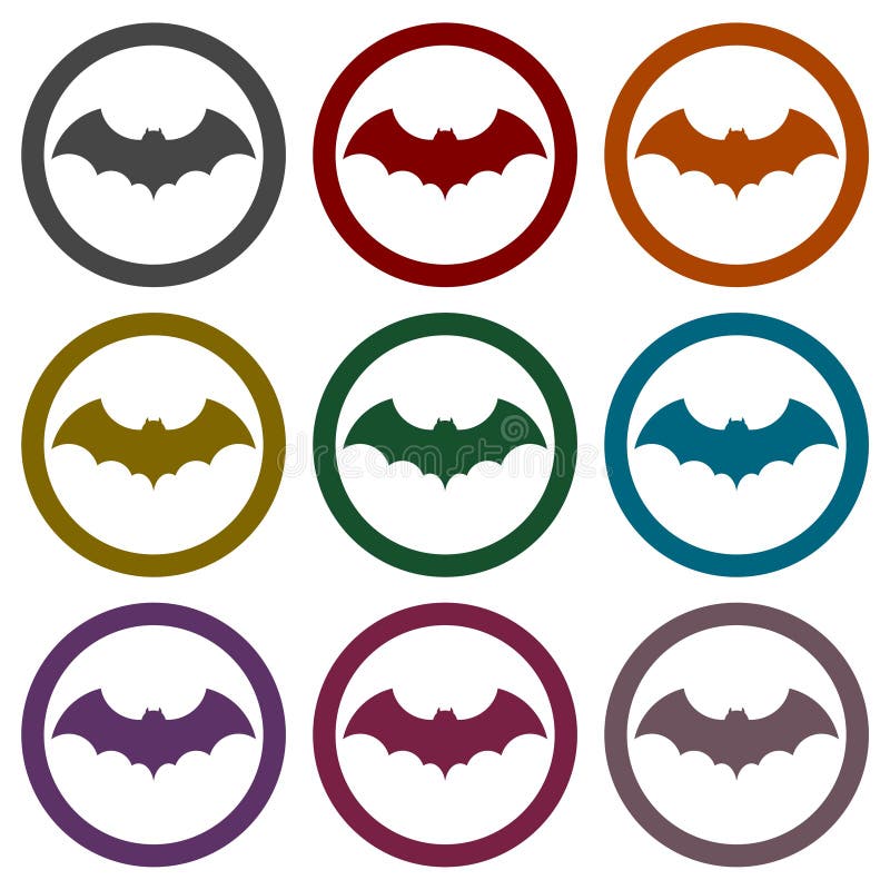 Bat icons set stock vector. Illustration of dark, mammal - 120235212