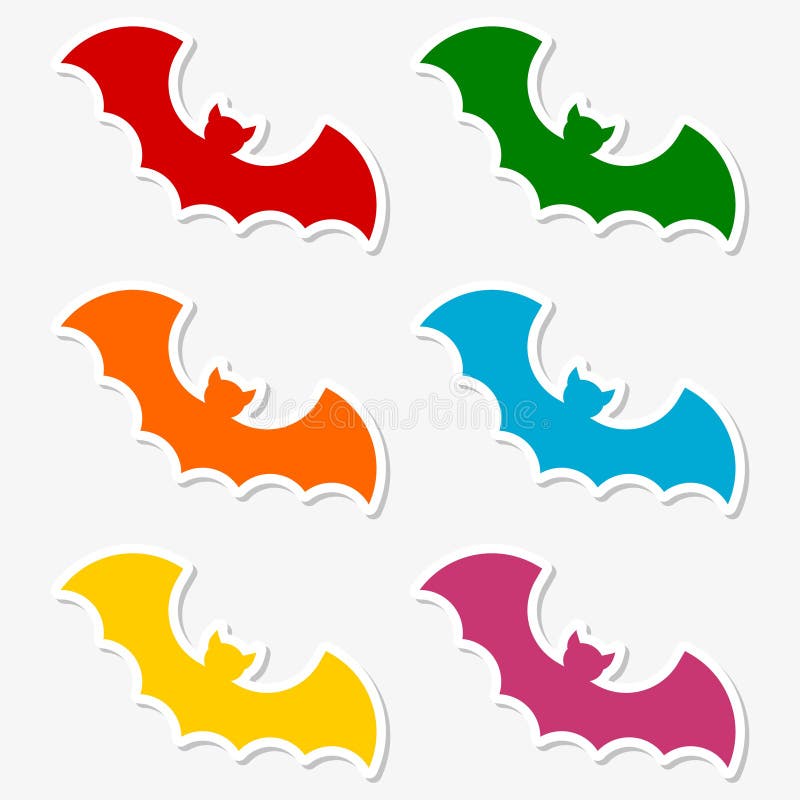 Bat icons stickers set stock illustration. Illustration of outline ...