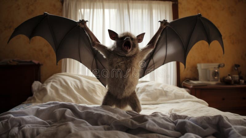 Bat Jumping on Bed Sheets stock illustration. Illustration of ...