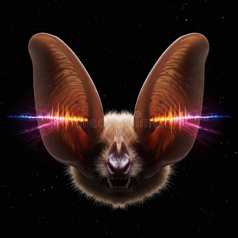 Bat with Large Ears, Likely Representing a Species with Echolocation ...
