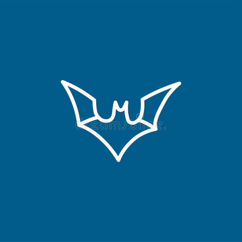 Bat Line Icon on Blue Background. Blue Flat Style Vector Illustration ...
