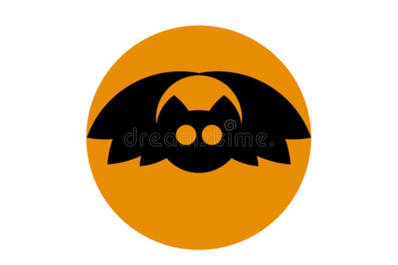 Bat Logo White Orange Circle Background Stock Image - Image of orange ...