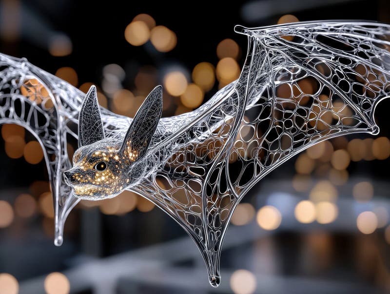 Bat in Mid-flight Showcasing Intricate Wing Patterns during Twilight ...