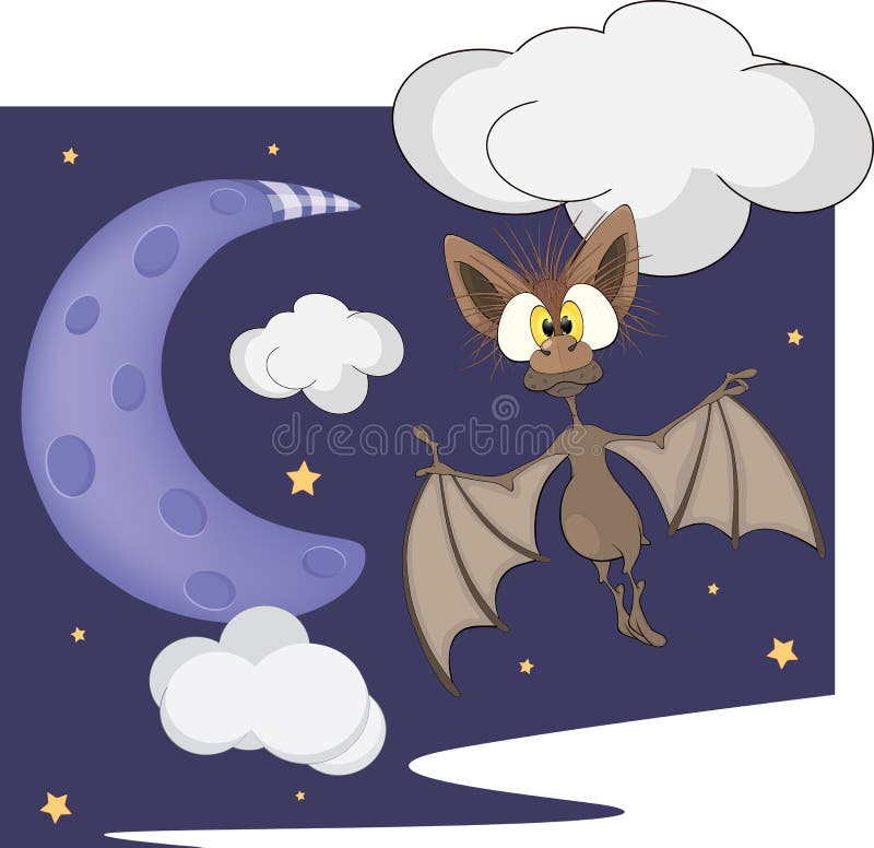 Bat and the moon cartoon stock vector. Illustration of creatures - 27339941
