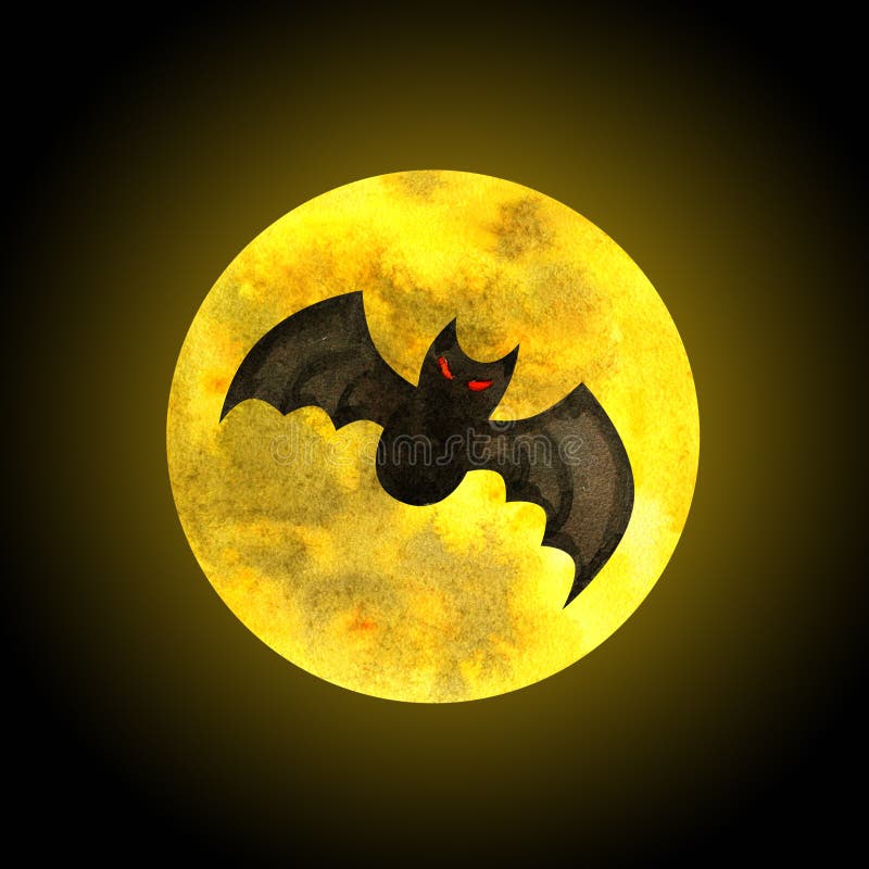Bat and moon stock illustration. Illustration of symbol - 152833329