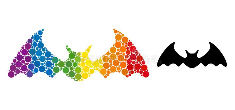 Dot Bat Mouse Collage Icon of Spectrum Round Dots Stock Vector ...