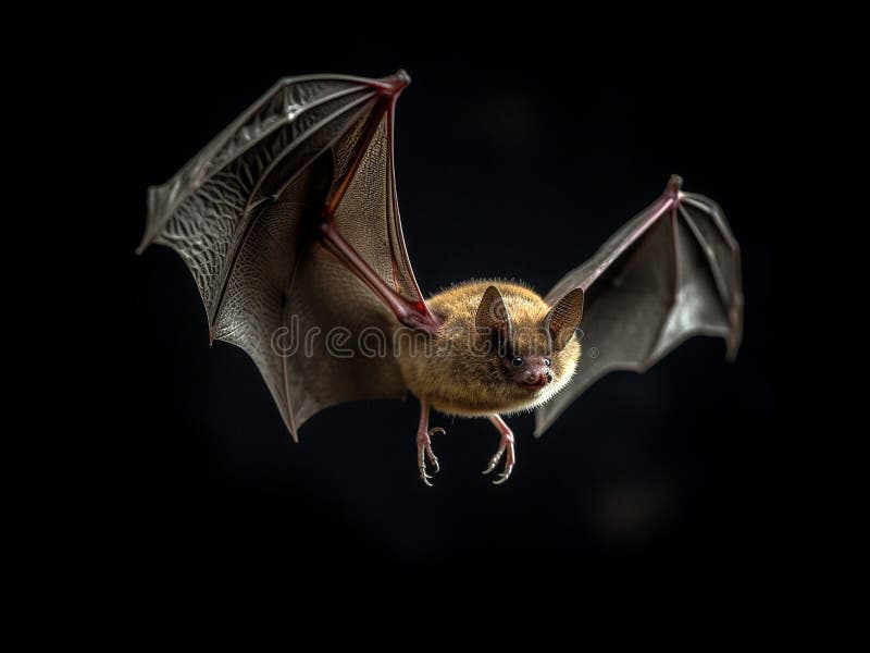 Bat with Open Wings Flying on Night Sky Stock Illustration ...