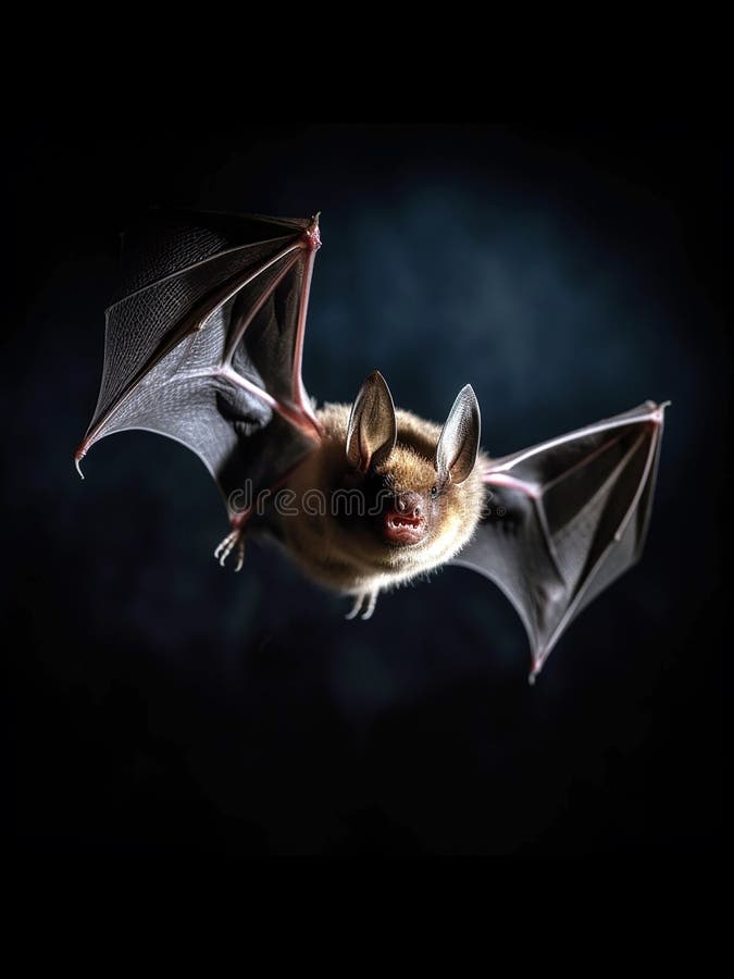 Bat with Open Wings Flying on Night Sky Stock Illustration ...