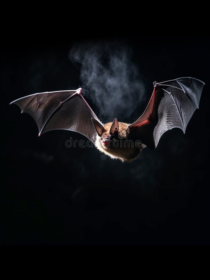 Bat with Open Wings Flying on Night Sky Stock Illustration ...