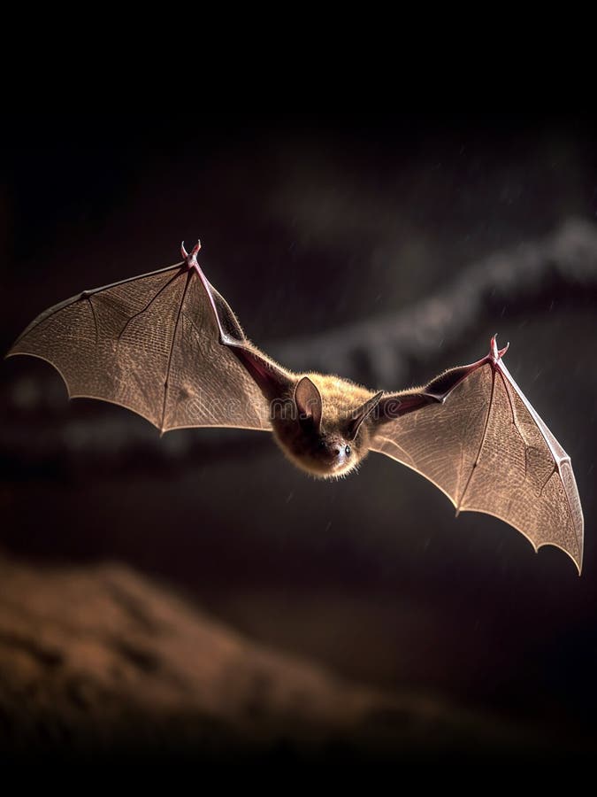 Bat with Open Wings Flying on Night Sky Stock Illustration ...