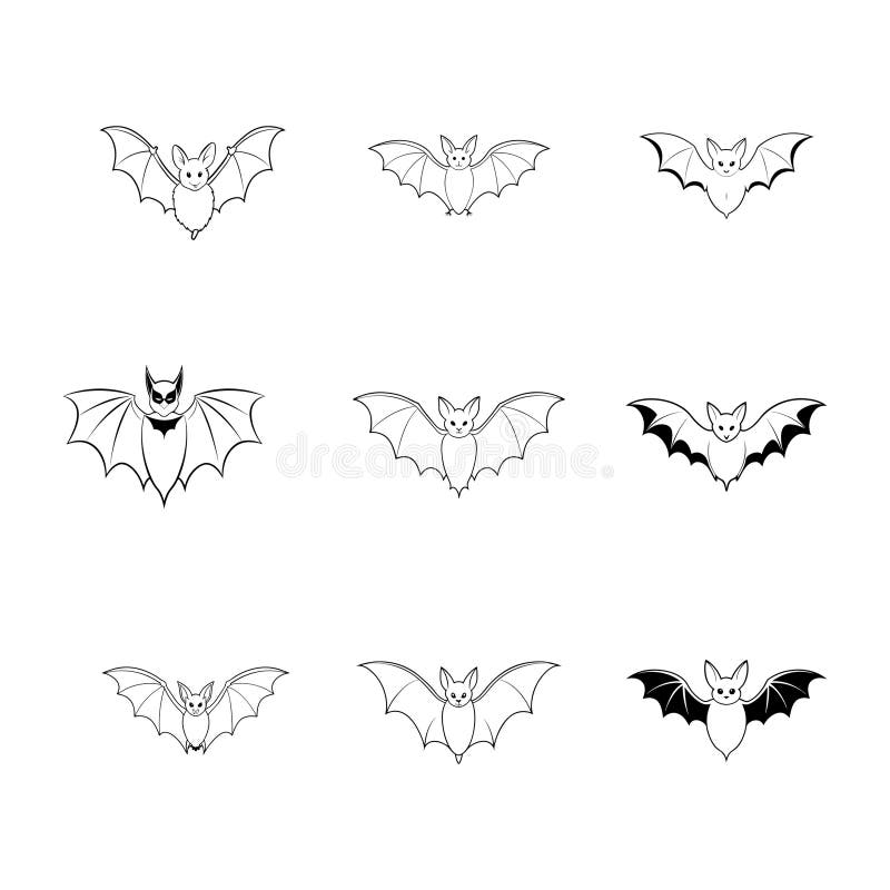 Bat Outline Set Clipart Icons and Vectors Stock Vector - Illustration ...