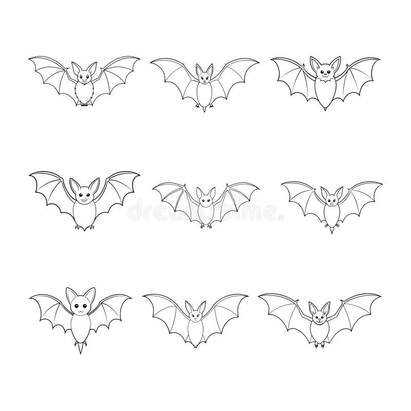 Bat Outline Set Clipart Icons and Vectors Stock Vector - Illustration ...