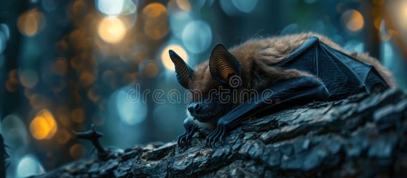 Brown Bat Perched Tree Branch Night Stock Photos - Free & Royalty-Free ...