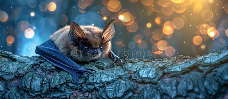 Bat Perched on Tree Branch stock image. Image of creature - 312999461