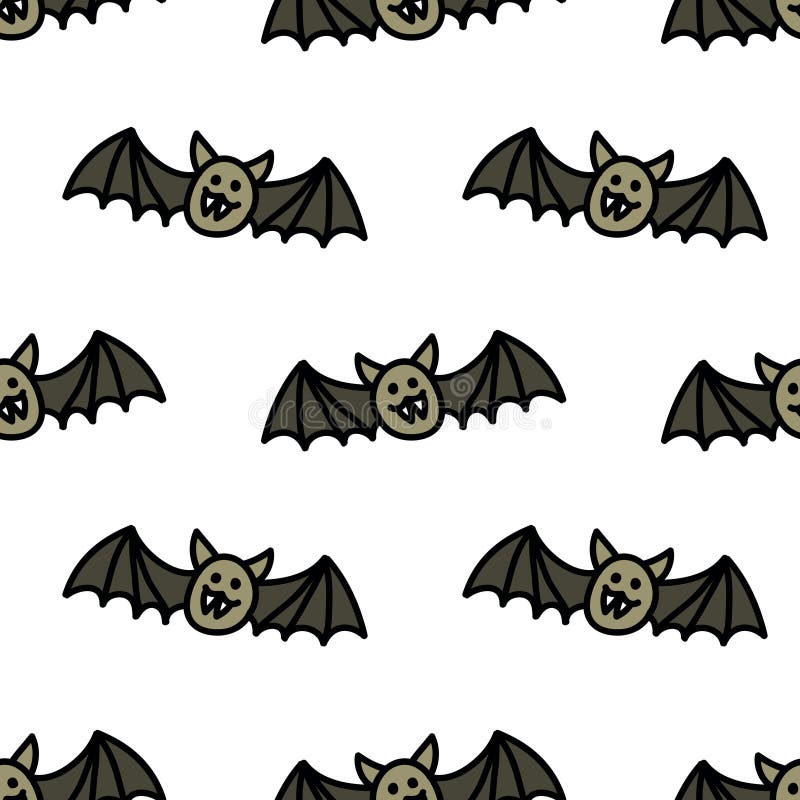 Bat Seamless Doodle Pattern, Vector Illustration Stock Illustration ...