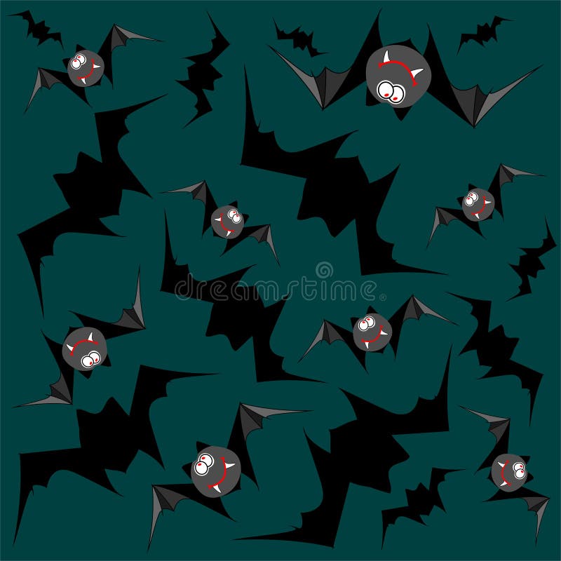 Bat Silhouette Seamless Pattern Halloween Repeating Texture. Vector ...