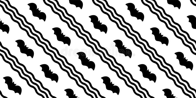 Bat Seamless Pattern Halloween Vector Dracula Vampire Ghost Wave Doodle Gift Wrap Paper Cartoon ...