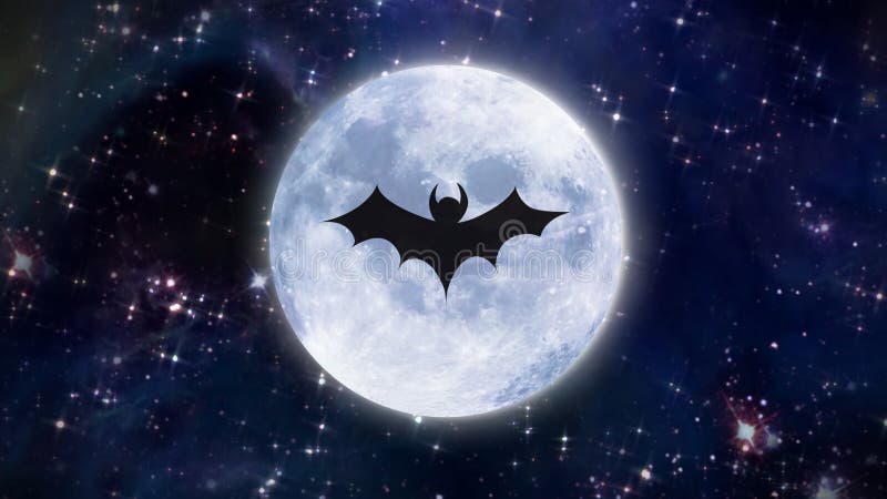 Bat Shadow at White Moon in Space Stock Illustration - Illustration of ...