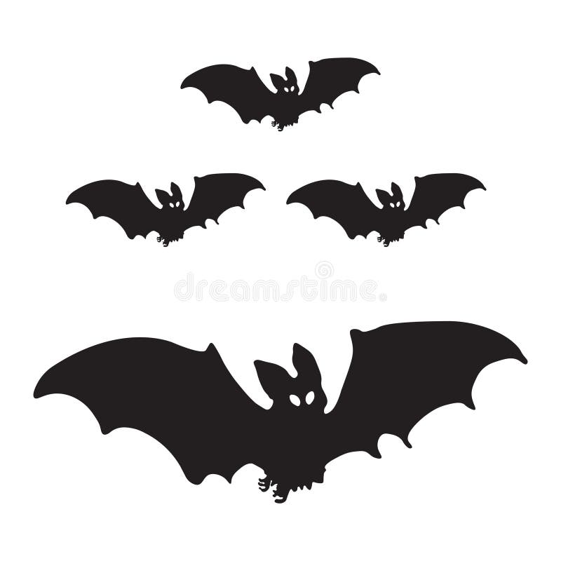 Bat Silhouette Isolated on White Background. Vector Illustration with ...
