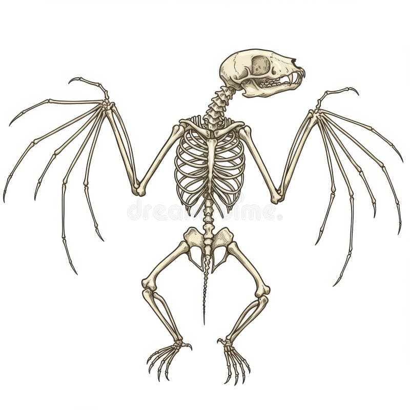Bat Skeleton Illustration: Detailed Anatomical Drawing Stock ...