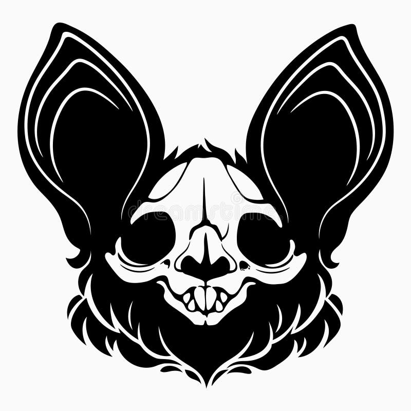Bat Skull with Black Hair and Big Ears Stock Vector - Illustration of ...