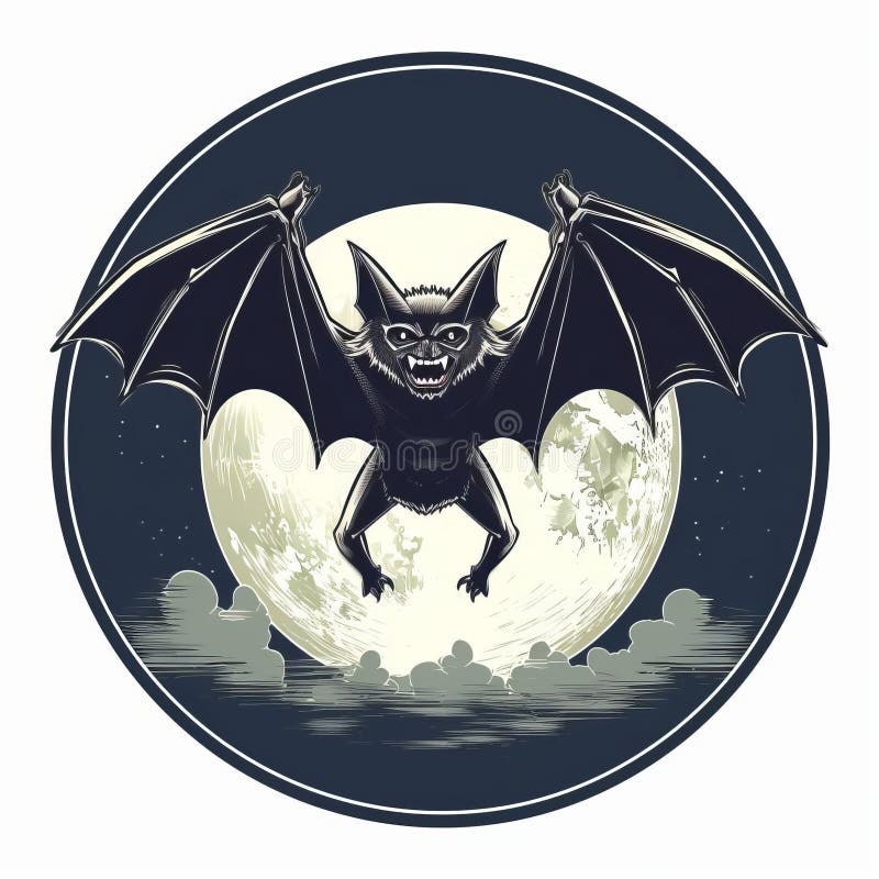Retro Vintage Style Vector Bat Sticker with White Outline Stock ...